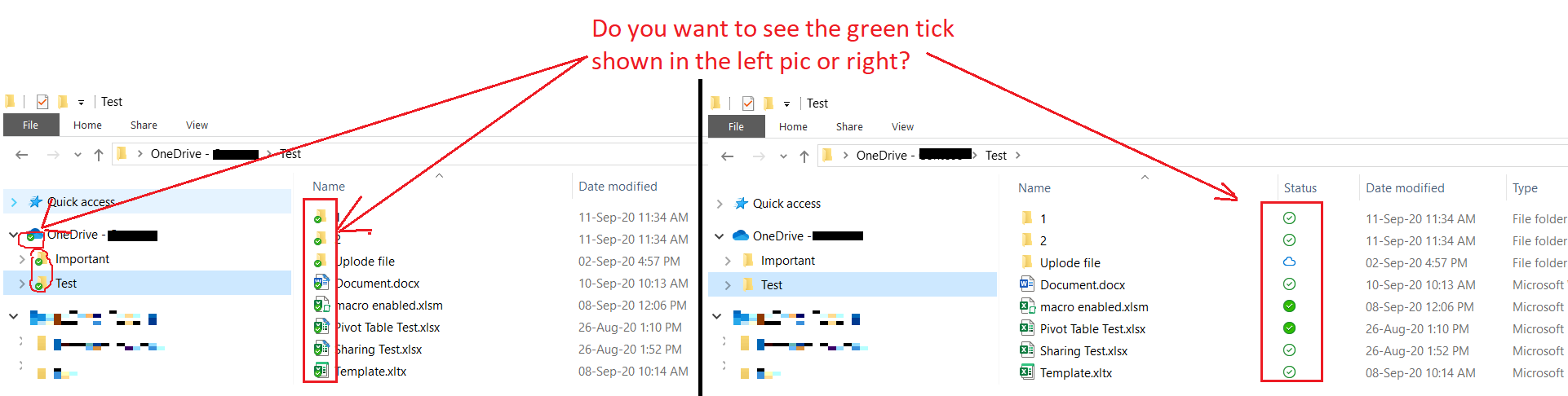 No green ticks on onedrive - Microsoft Q&A
