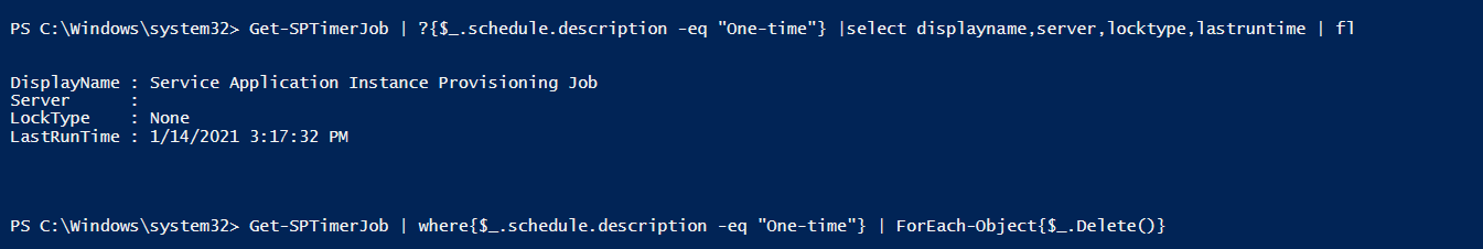 Search Service Application deletion error :- The timer job did not complete running within the ...