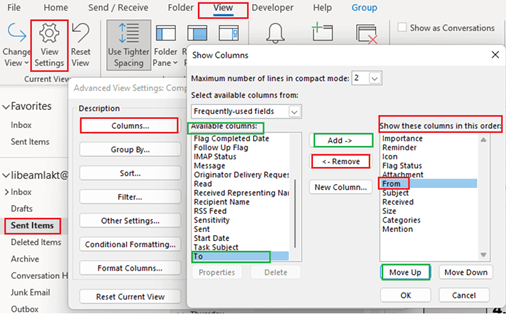 Organizing sent folder emails causes email to change how message shows ...