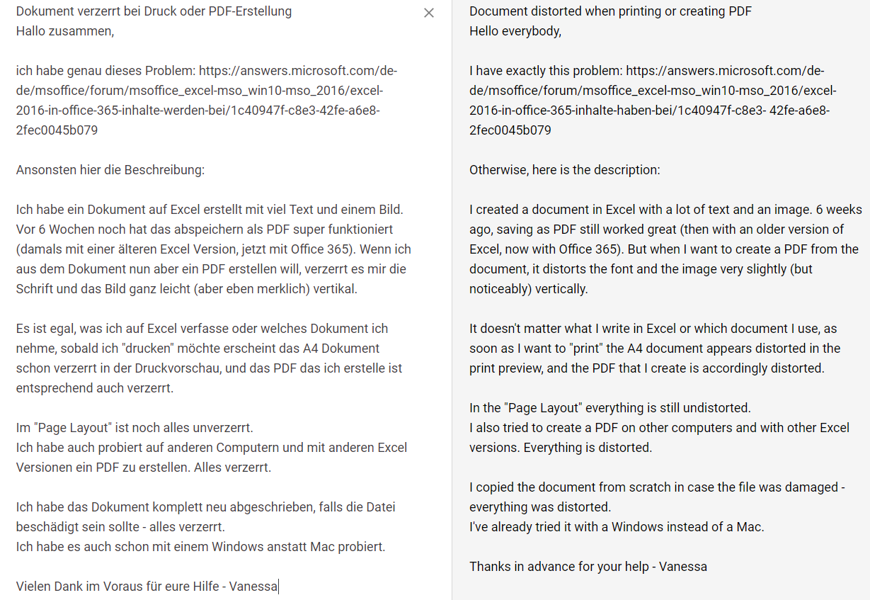 Dokument verzerrt bei Druck oder PDF-Erstellung - Microsoft Q&A