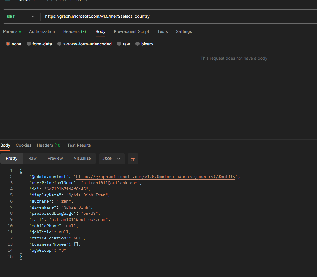 Not able to retrieve the user's country via Microsoft Graph - Microsoft Q&A