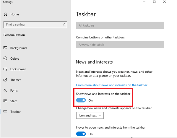 how to add microsoft ''news and interest'' feature on taskbar of laptop ...