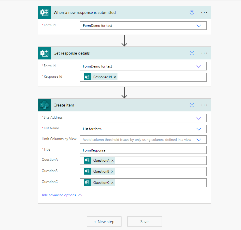 Code to automate MS Form responses to a SharePoint list. - Microsoft Q&A