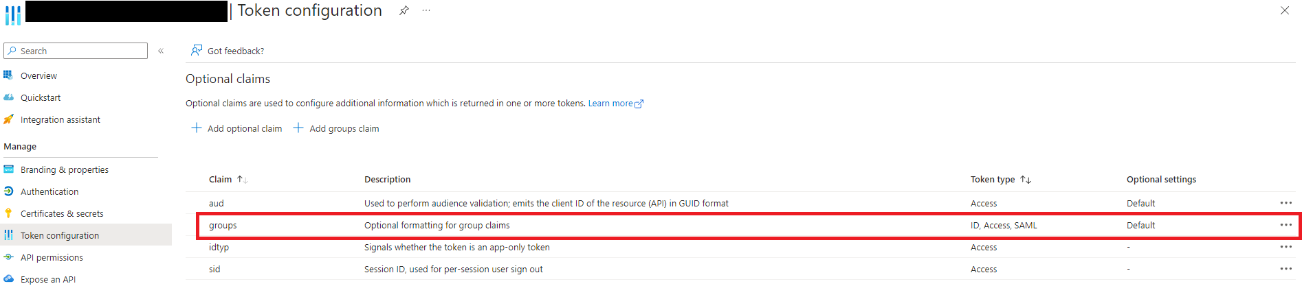 Azure AD OIDC JWT access token from client credentials grant flow doesn't always contain groups ...