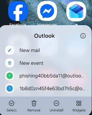 Strange Email addresses showing up on my android outlook Icon ...