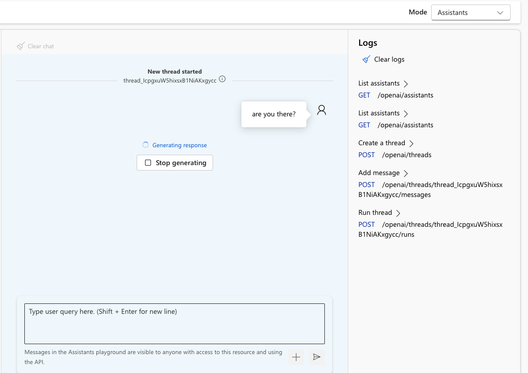 Server Error when running thread with Mode Assistants Azure AI Studio ...