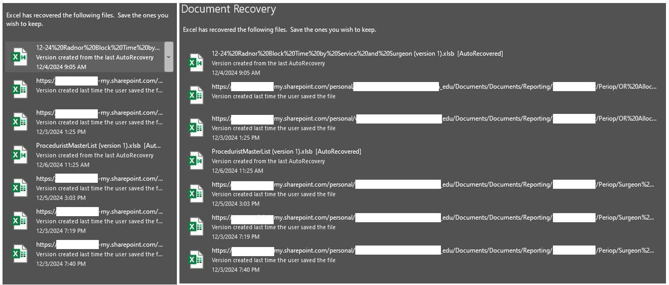 How am I supposed to work with the Excel 365 Document Recovery pane ...