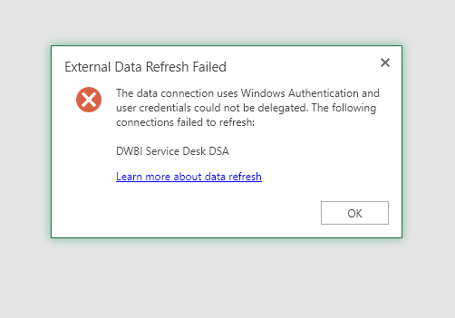 Sharepoint 2019 e office online server 2019 - External Data Refresh Failed - Microsoft Q&A