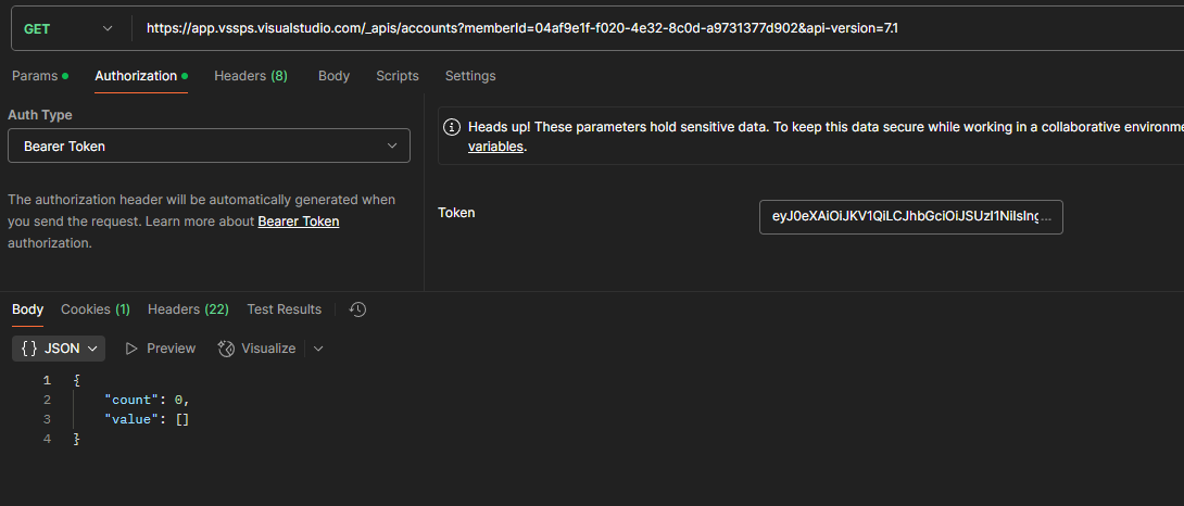 Unable To List Azure Devops Organization By Azure Devops Rest Api Using Service Principal
