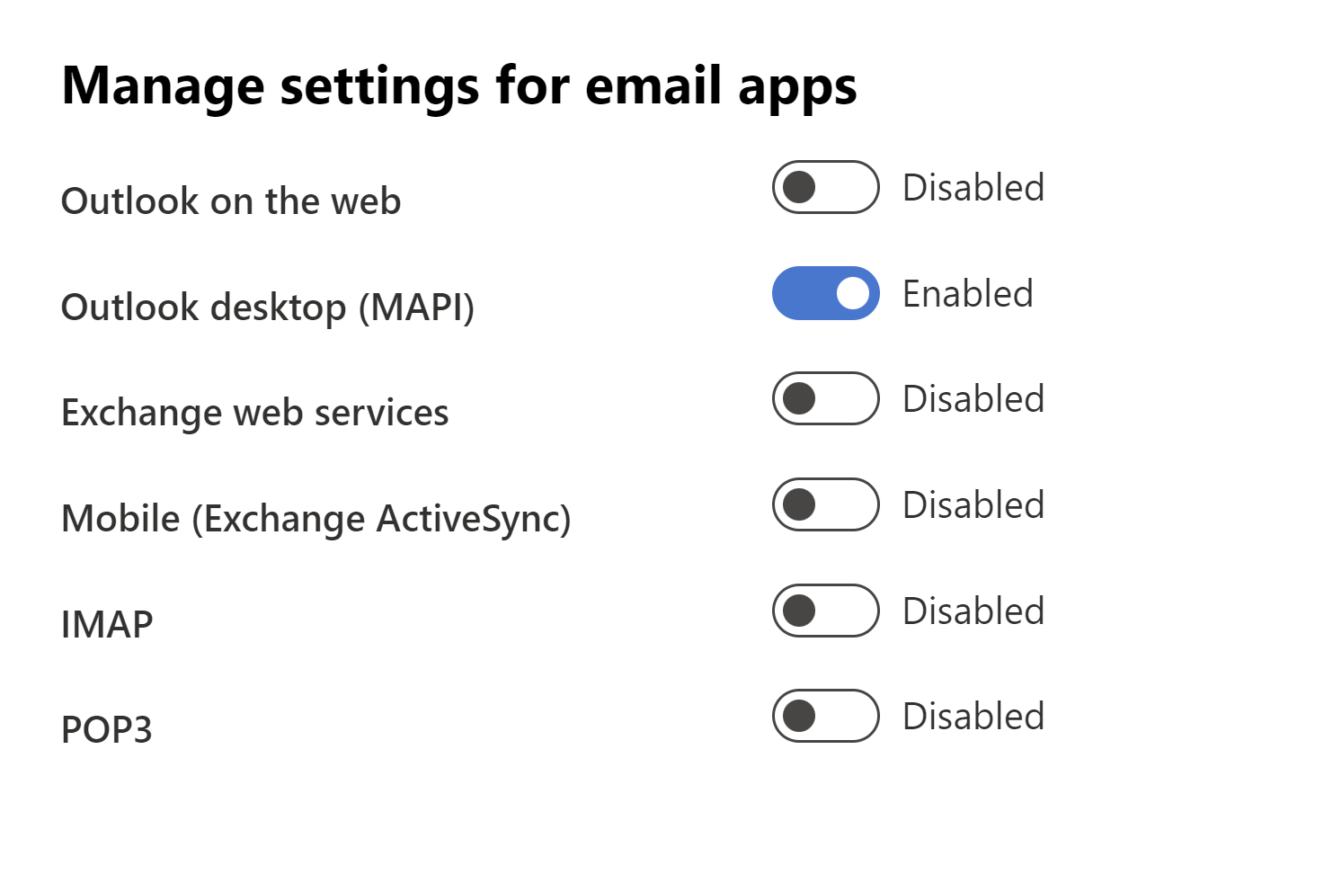 "Modern Authentication" vs "Manage Settings For Email Apps" - Microsoft Q&A
