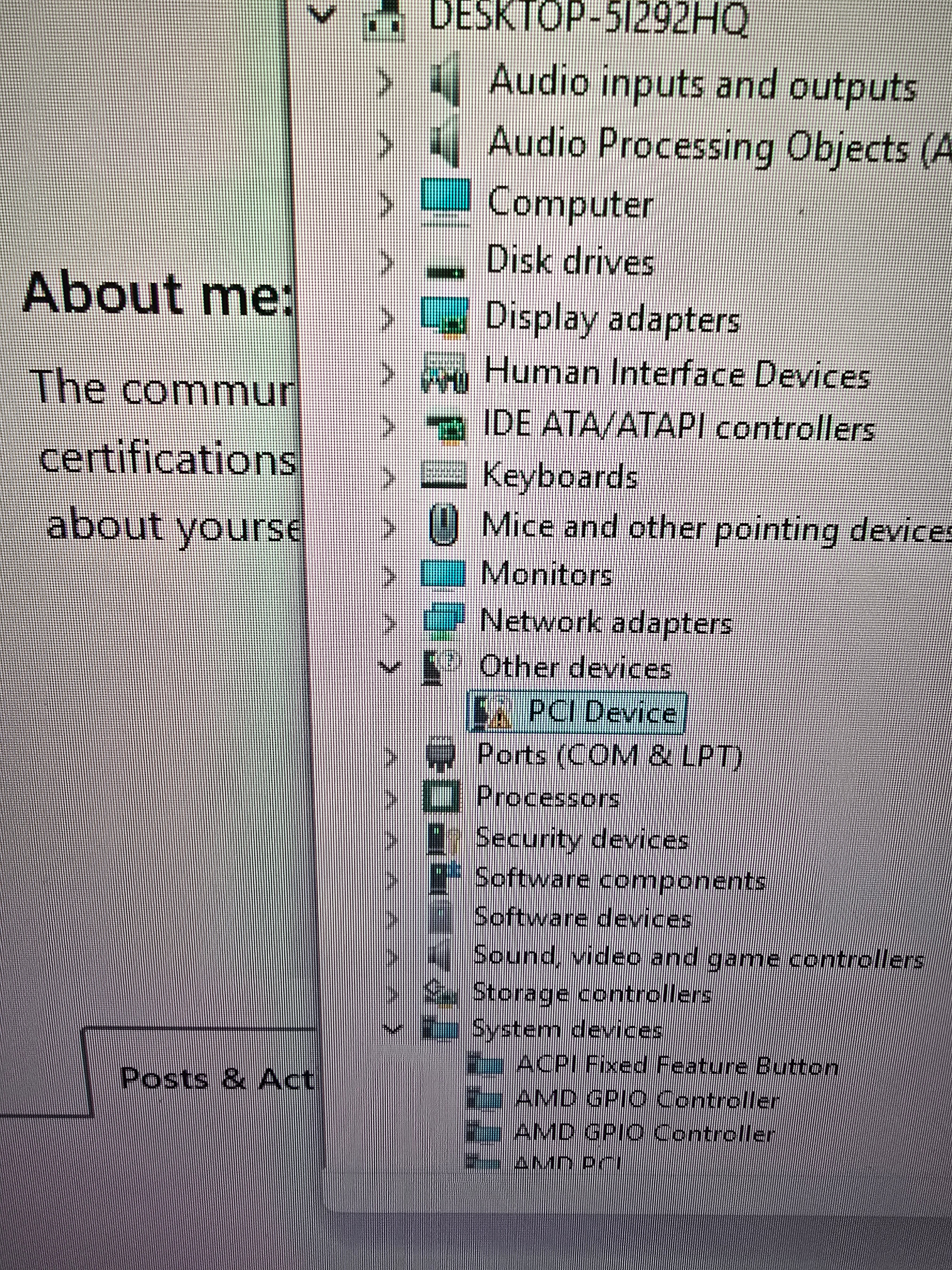 PCI device driver is missing - Microsoft Q&A