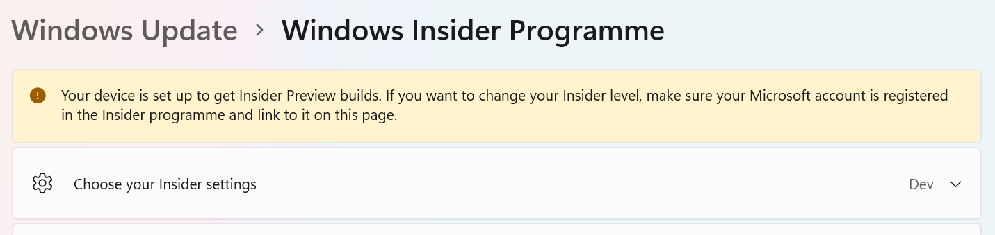 Stuck inside the Insider Programme (I am on the stable release right ...