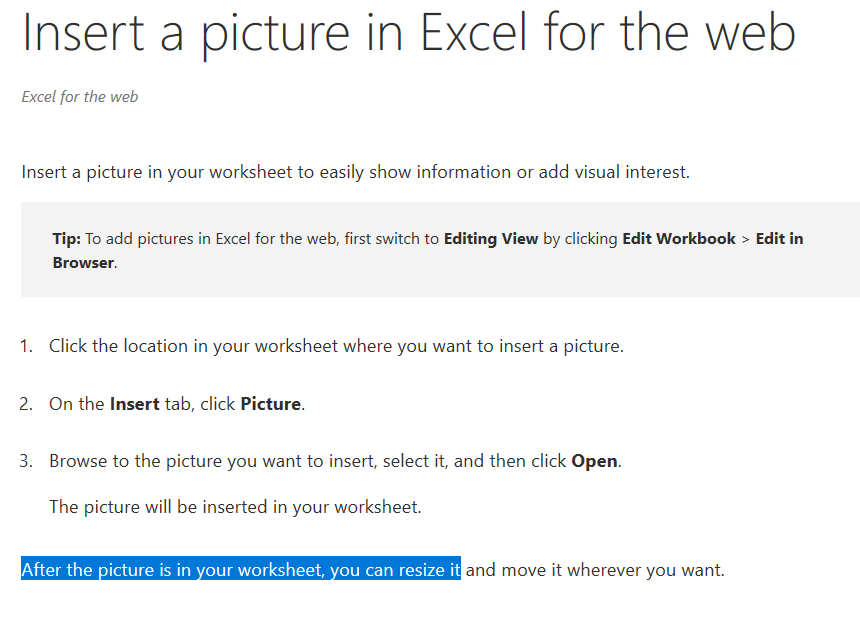 Can't resize/rotate images in Excel O365 - Microsoft Q&A