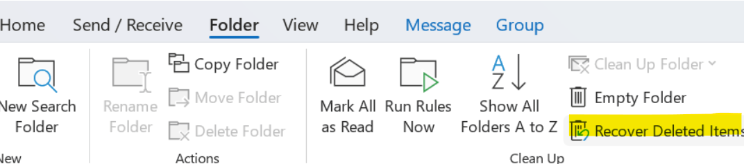 I have accidently deleted my entire inbox and sent items folders. I had a storage nearly full ...