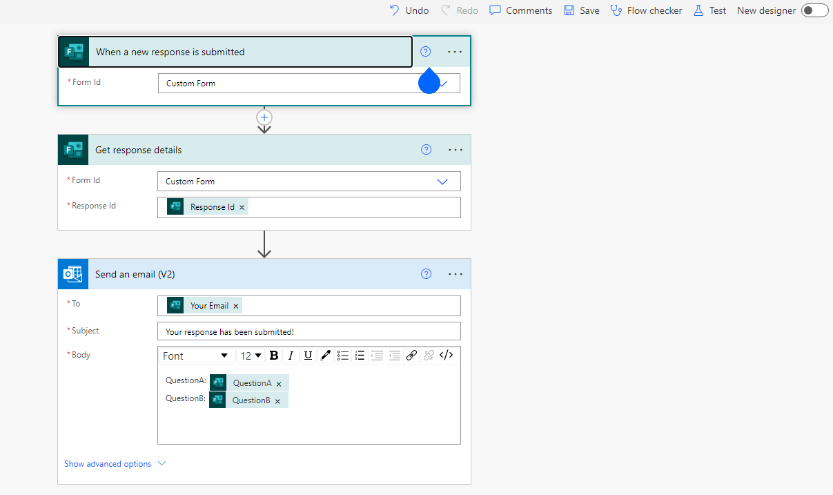 How do you set power automate up to send an email to a form responder ...