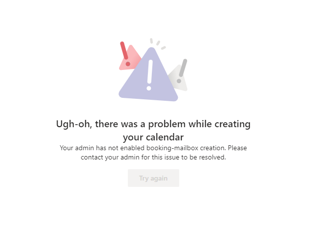 Microsoft Bookings - Error message - Microsoft Q&A