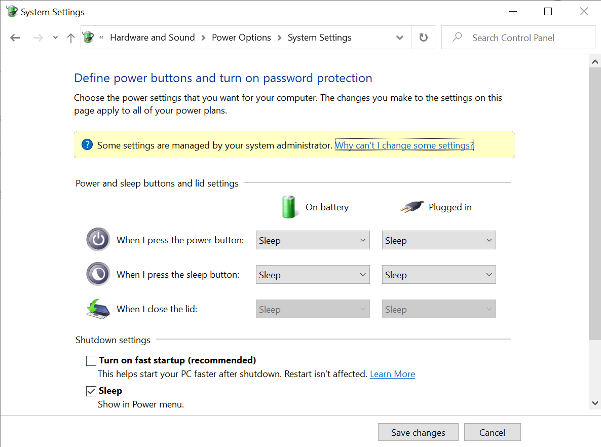 Why is my "When I close the lid:" options greyed out ? - Microsoft Q&A