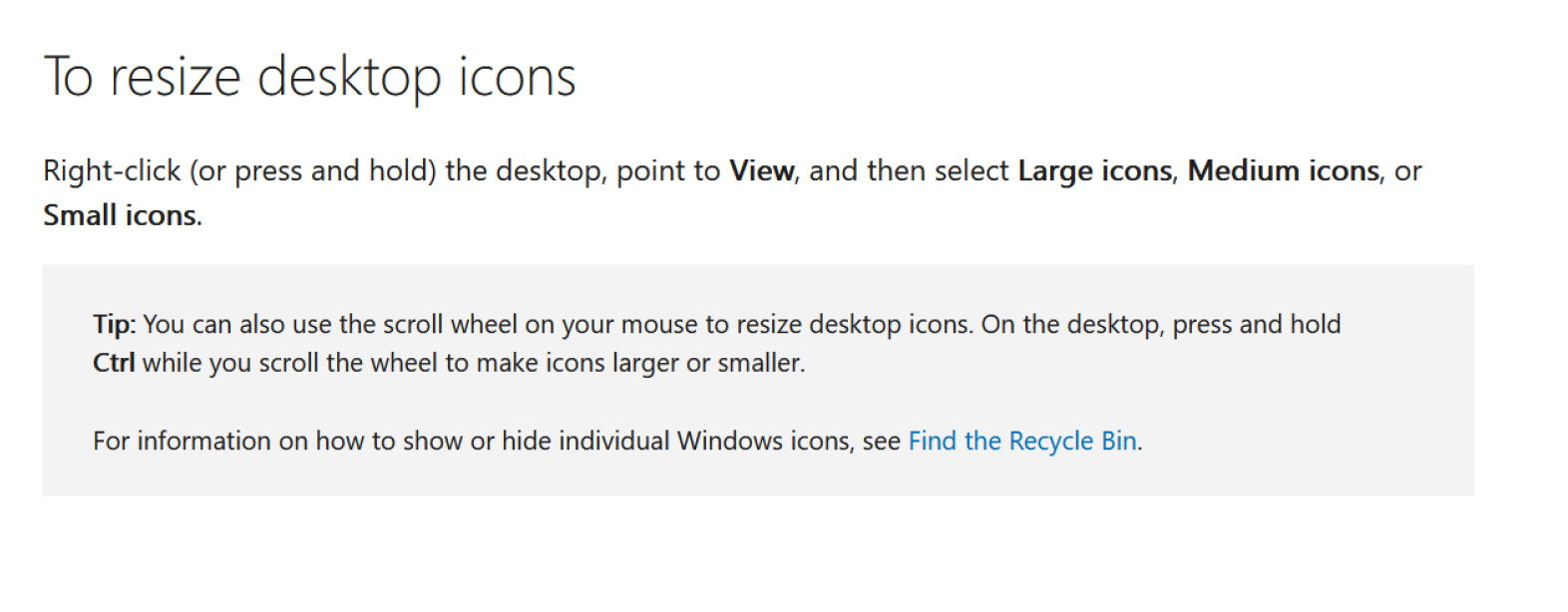 Changing destop icon size and overall layout while using scroll wheel ...