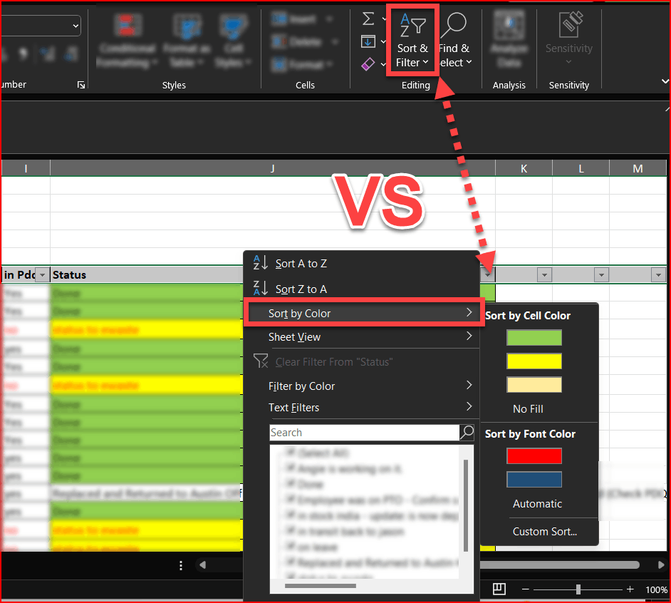MS Excel - File Collaboration - Custom Sort Color Cells - Microsoft Q&A