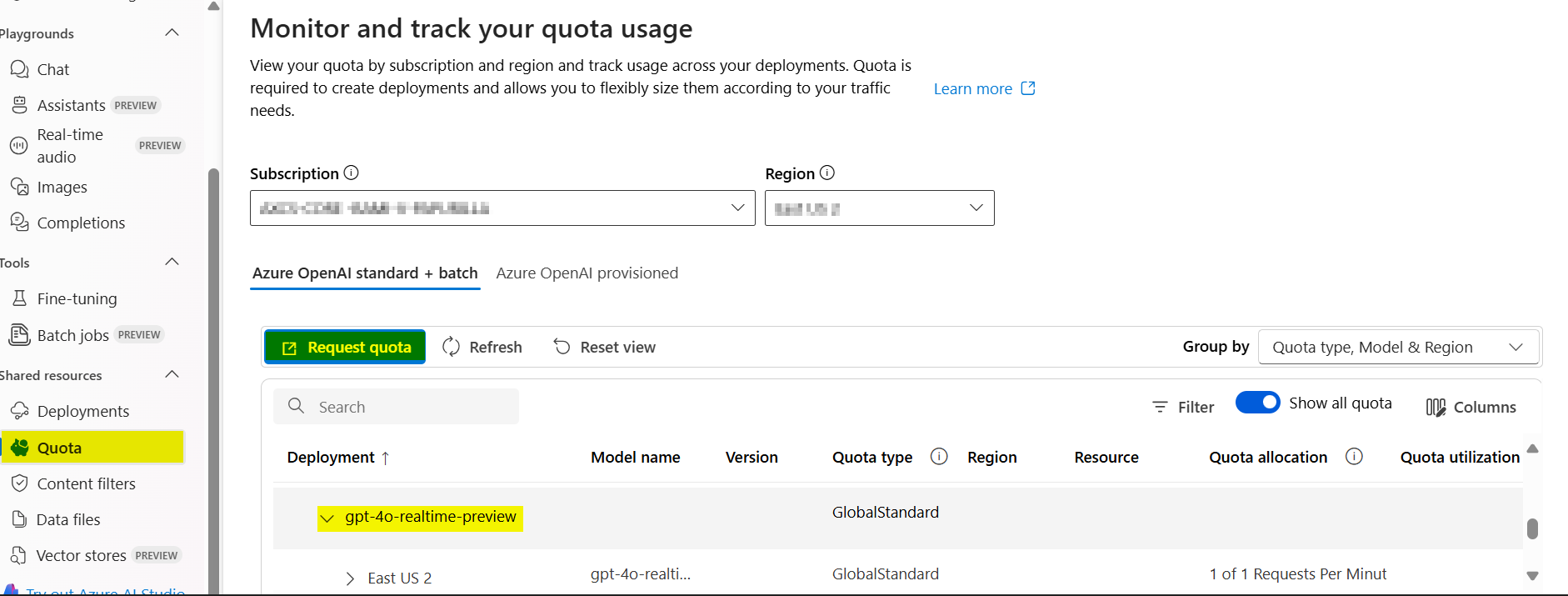 How do we request a quota increase for gpt-4o-realtime api? - Microsoft Q&A