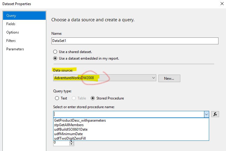 Only 3 stored procedures are presented to me in the SSRS designer when ... Only 3 stored procedures are presented to me in the SSRS designer when ...