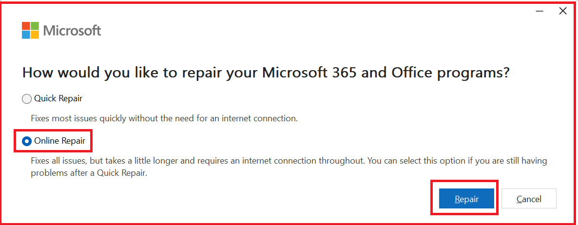 I keep getting this pop up in Outlook and when I press repair now, it ...