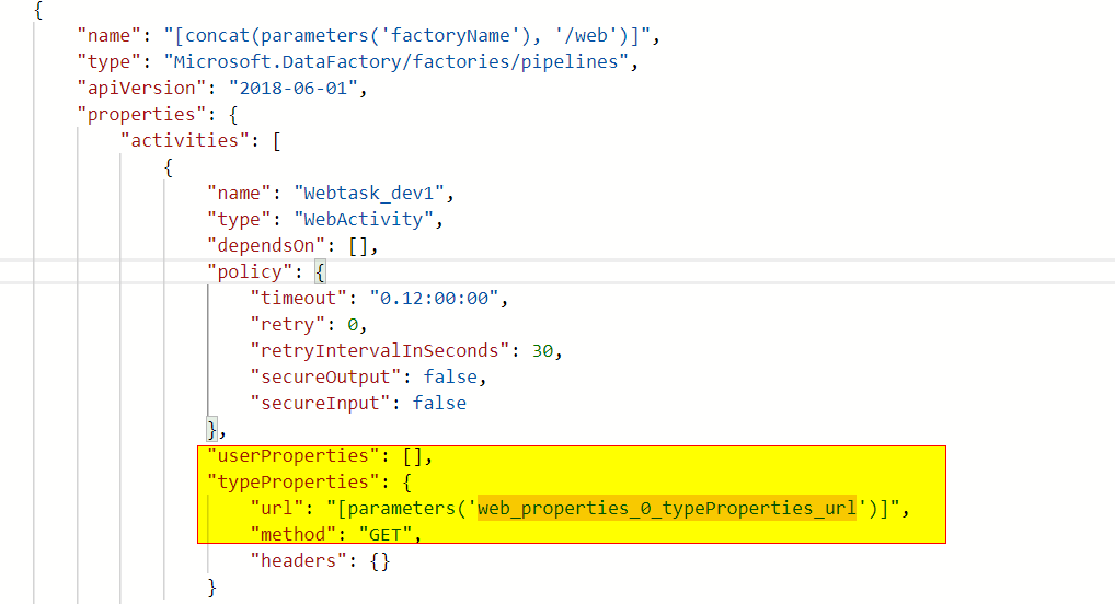 parameterize web activity url for the deployment - Microsoft Q&A