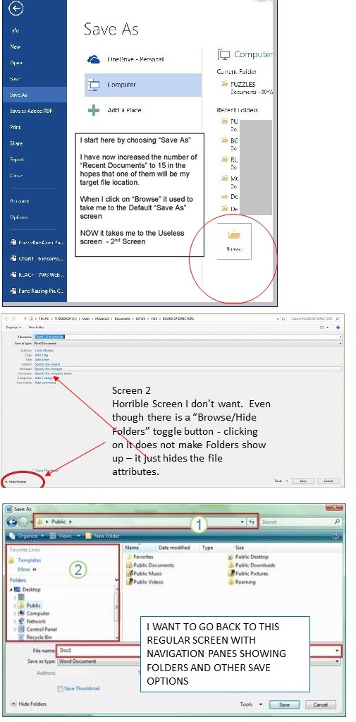How do I restore the regular "save as" screen - Microsoft Q&A