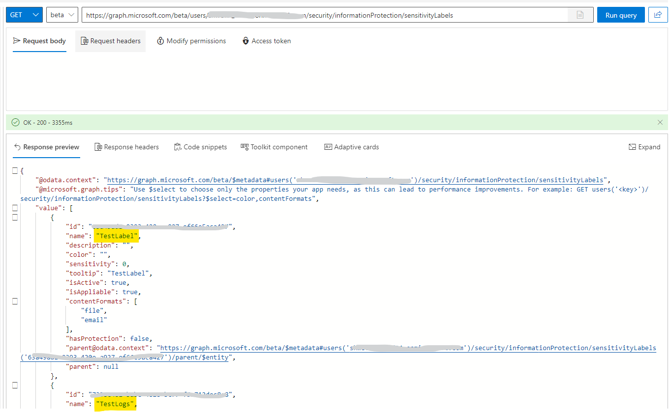 How to get the list of Sensitivity label names - Microsoft Q&A