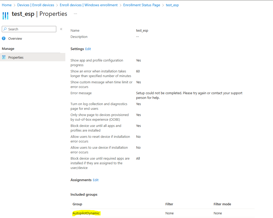How do I assign an ESP to a group using graph API? - Microsoft Q&A