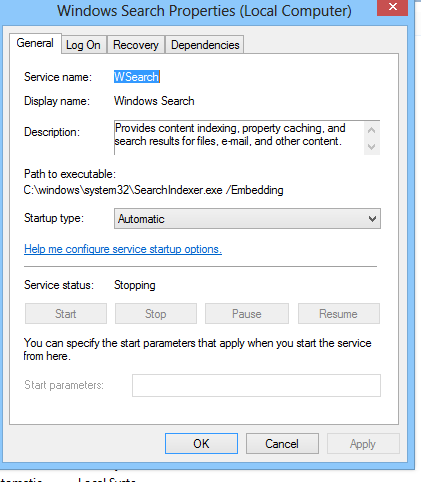 Windows Search service Start button greyed out - Microsoft Q&A