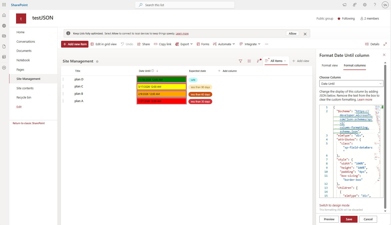 How to add specific date based conditional formatting within MS LISTS ...