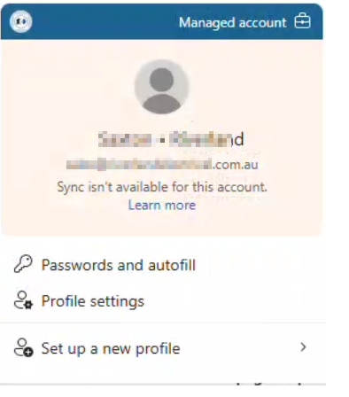 Edge sync isn't available for this account - Error - Microsoft Q&A