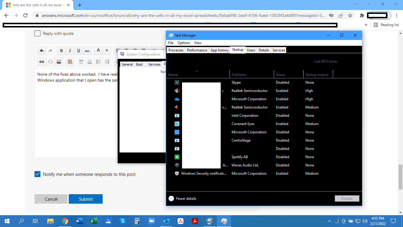 why are the cells in all my excel spreadsheets black? - Microsoft Q&A