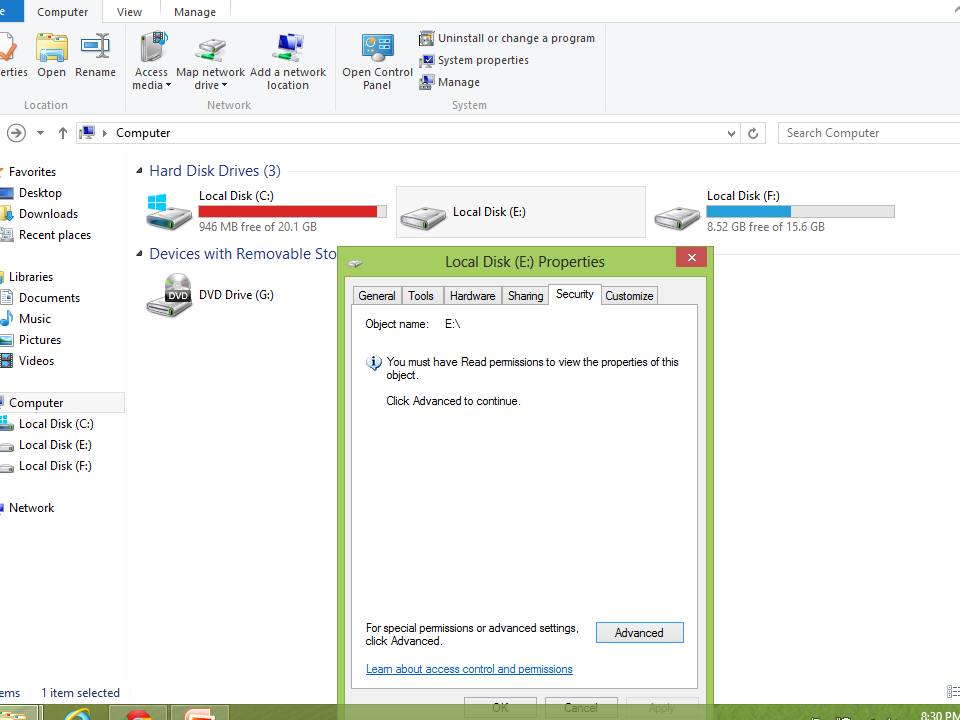 E:\ is not Accessible - Access Denied - Microsoft Q&A