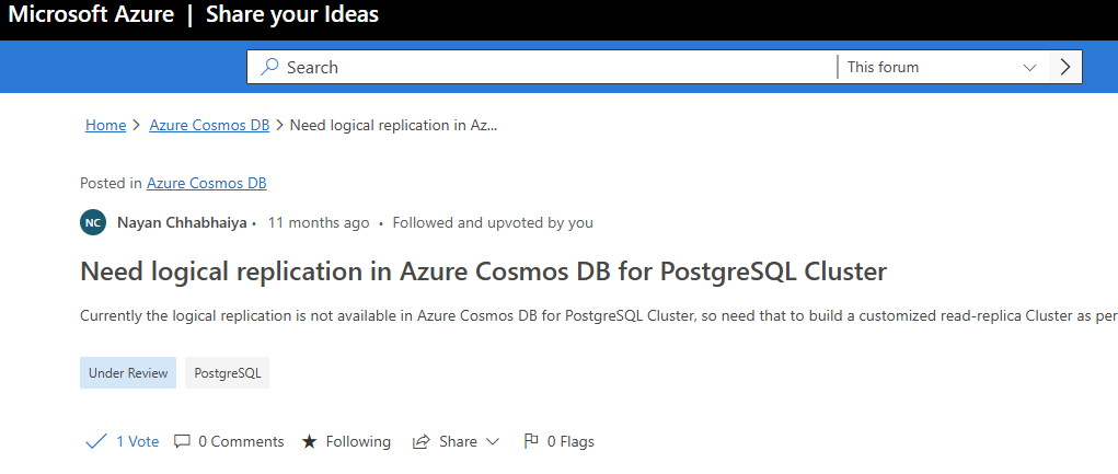 Citus in Azure Cosmos DB; Replication Attribute - Microsoft Q&A