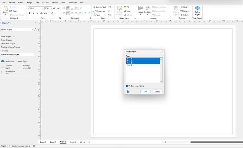 How to delete all pages on visio - Microsoft Q&A