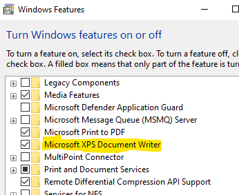 Microsoft XPS Document Writer v4 not available as printer option on ...