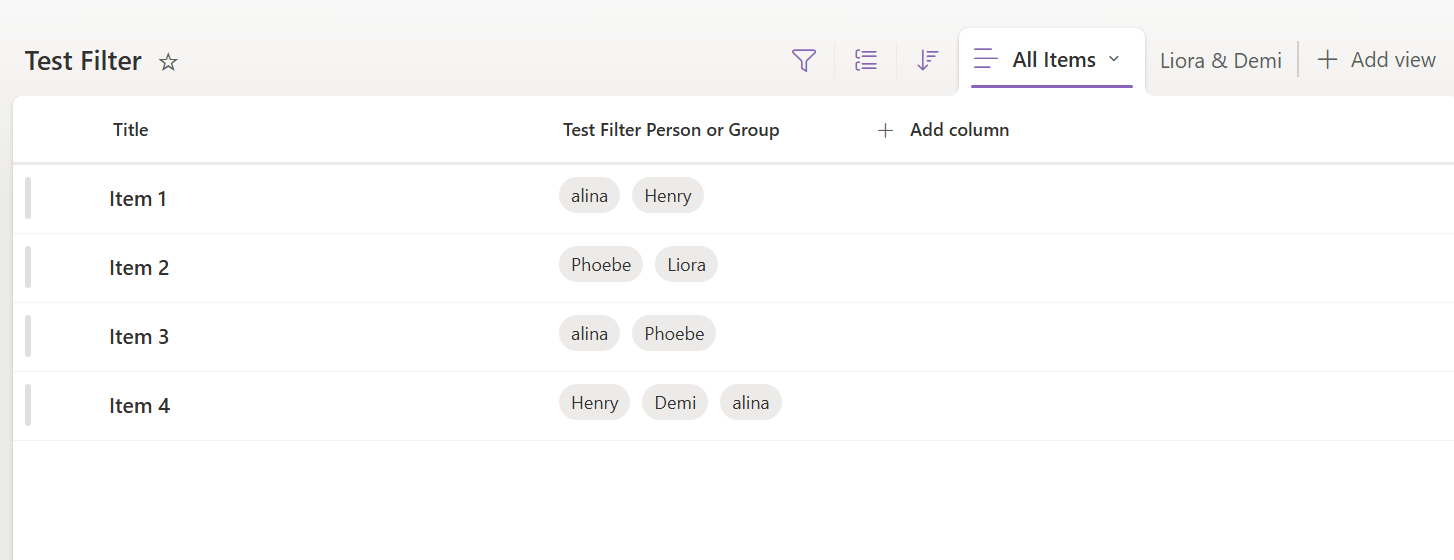 Apply filter on multi person column in SharePoint list - Microsoft Q&A