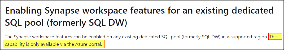 Existing Sql Pool To The New Synapse Workspace Microsoft Qanda