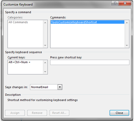 Customize Keyboard Dialog Box - Microsoft Q&A