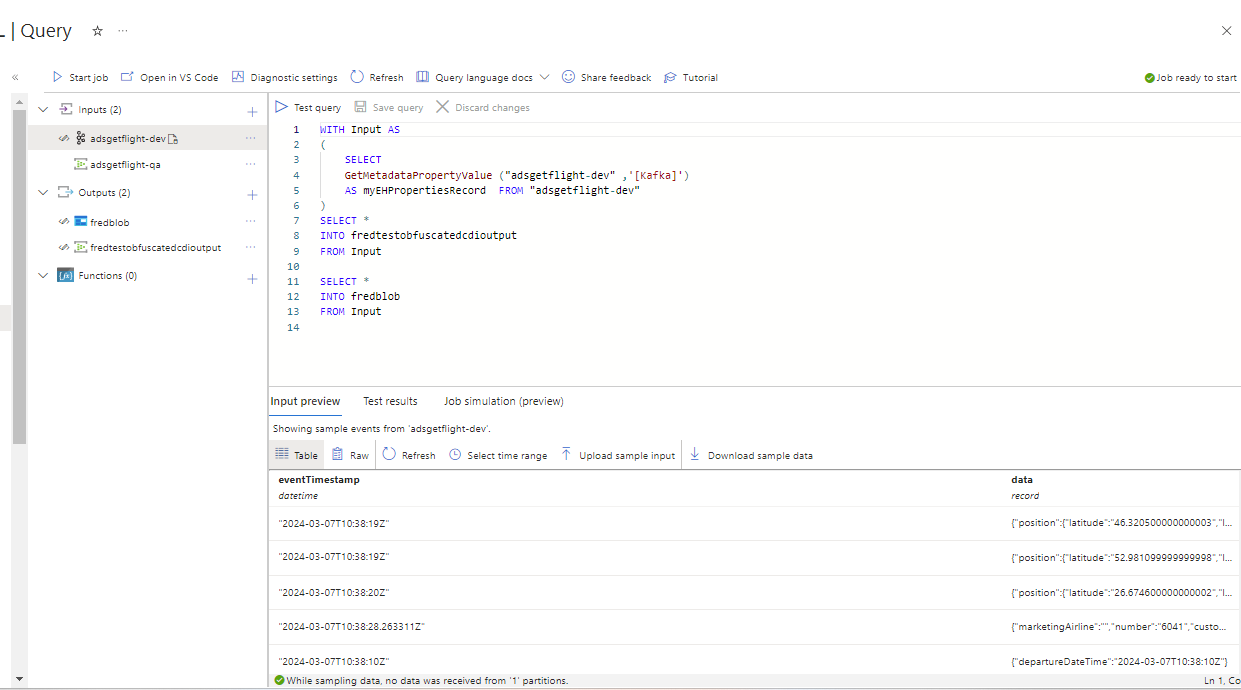 Trying to ingest filter Kafka header and filter into my azure stream ... Trying to ingest filter Kafka header and filter into my azure stream ...