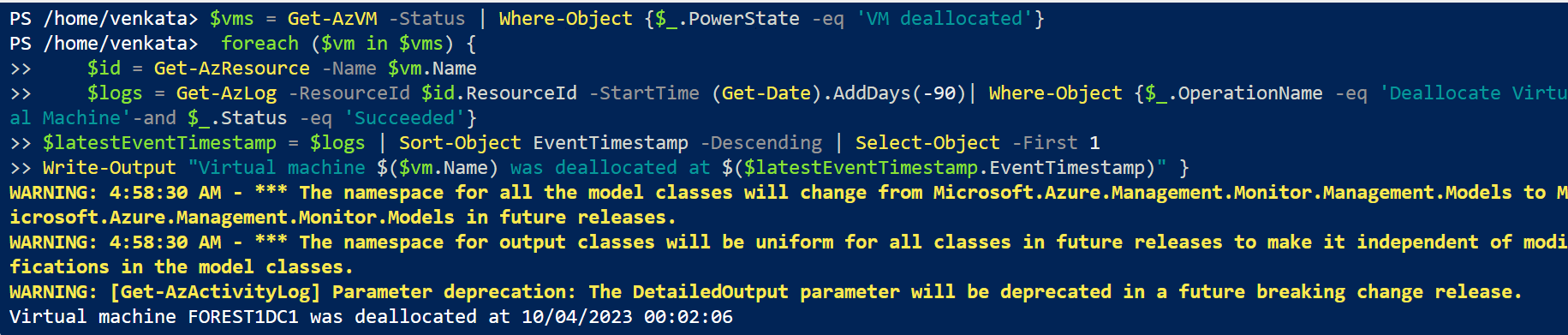 How long VMs in deallocated state and don't have VMInsights enabled ...