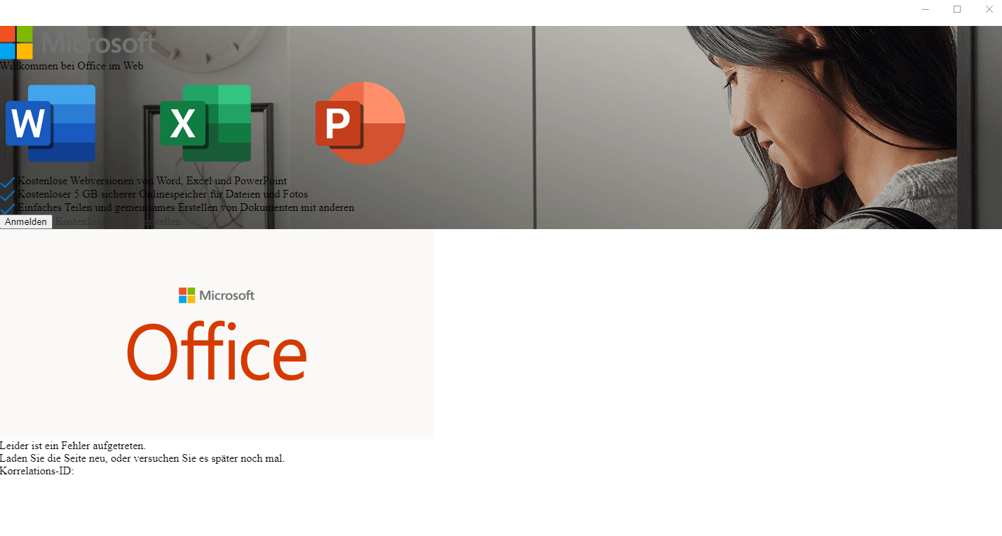 Office App Fehlermeldung ohne erkennbare Korrelations-ID - Microsoft Q&A
