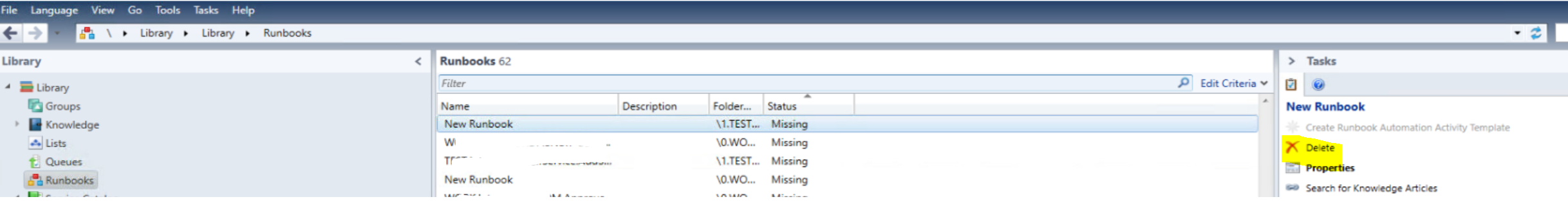 SCORCH 2022 and delete Runbooks - Microsoft Q&A