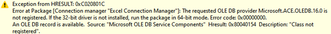 ACE.OLE.DB issue importing to SQL Server 2019 - Microsoft Q&A