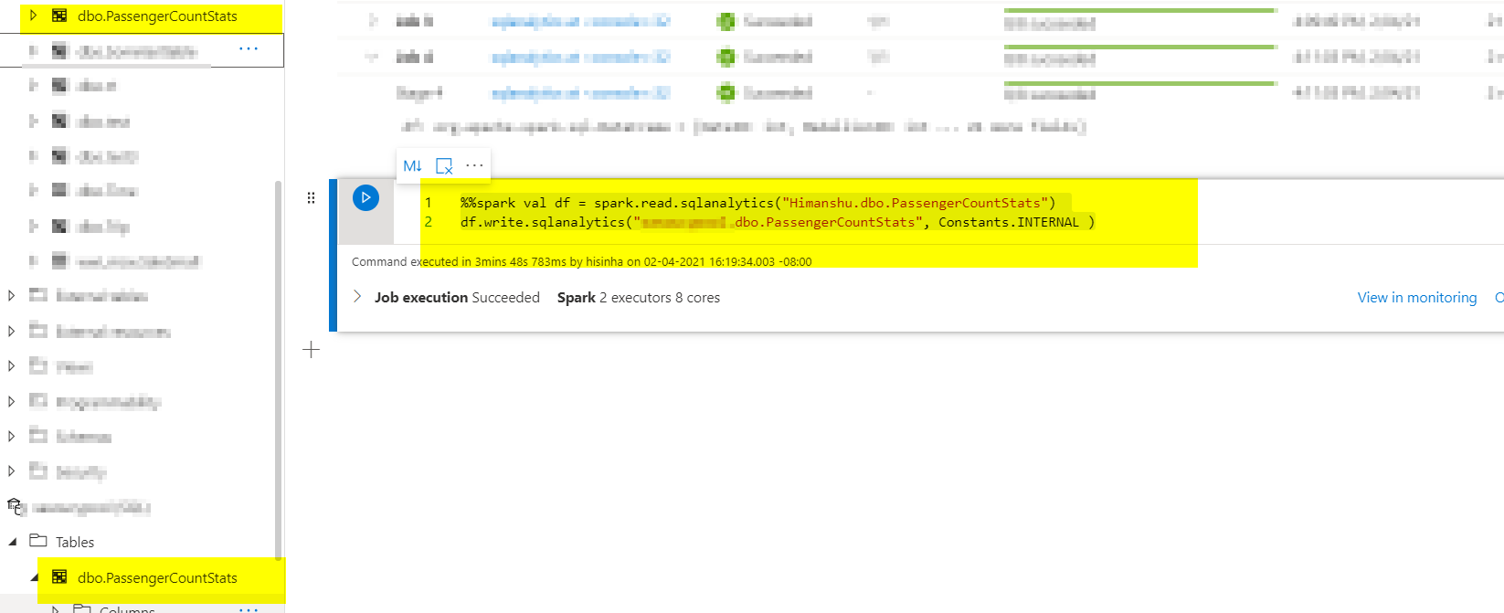 transfer data using spark notebook in Snapse workspace - Microsoft Q&A
