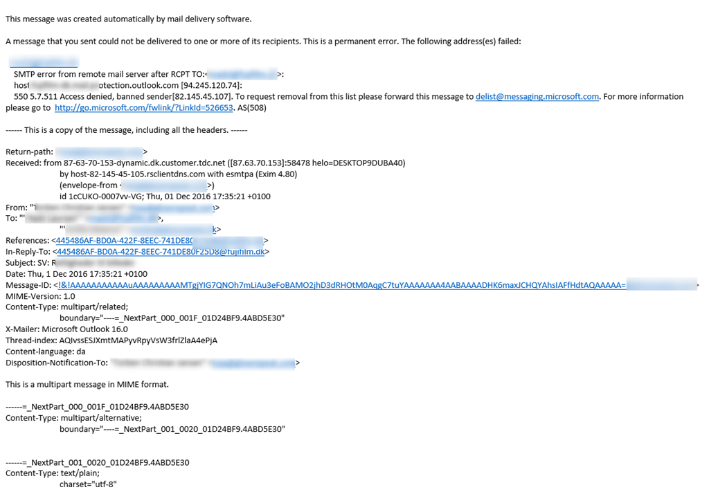 Undelivered Mail Returned to Sender (5.7.511) - Microsoft Q&A