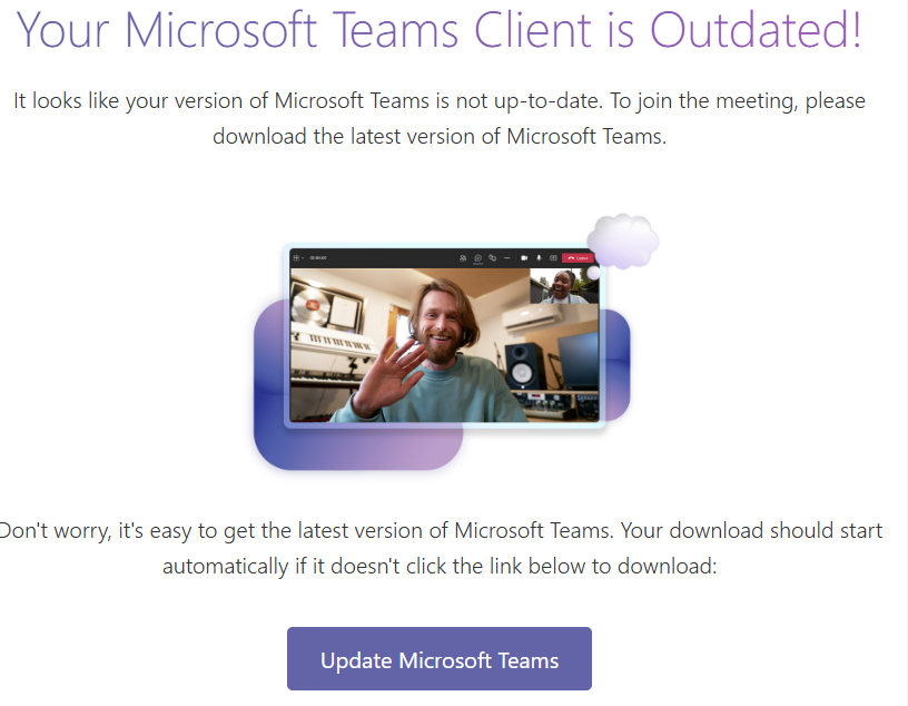 I have the new Teams app but when I try to join an appt i'm getting an ...