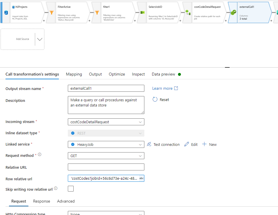 Successful pipeline runs but failure when using data preview/debug due to make modifications to ...